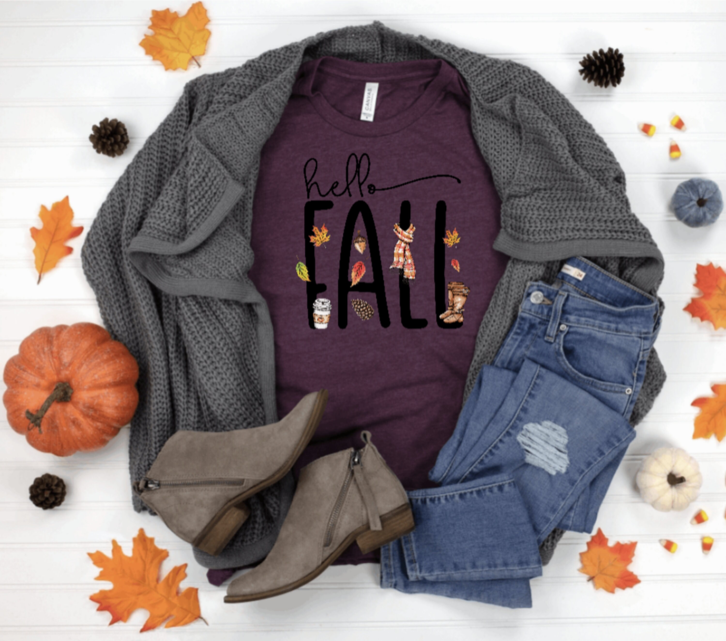 Hello Fall Shirt Fall Shirts Pumpkin Shirt Autumn Shirt | Etsy