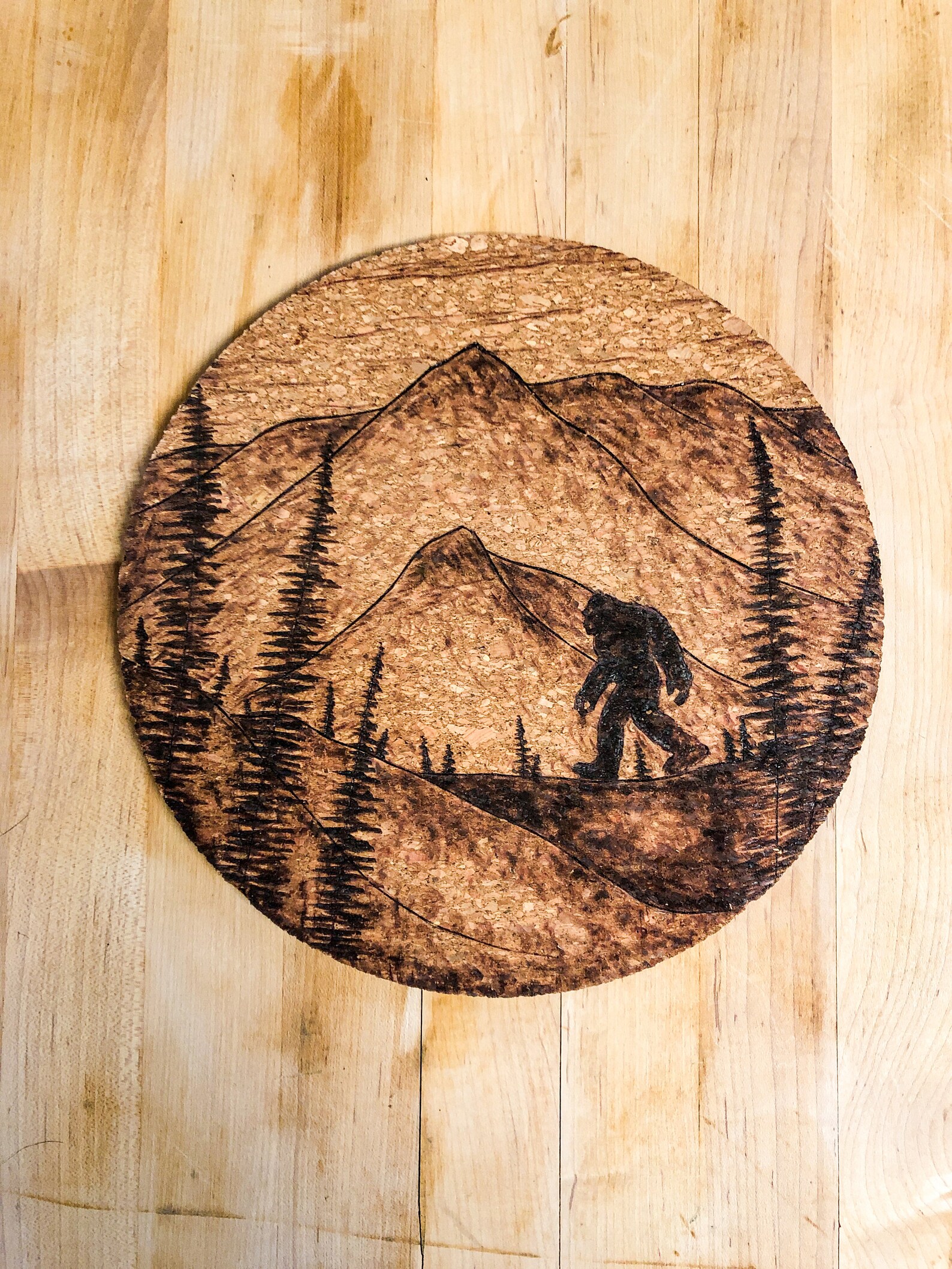 Bigfoot Gift Idea Bigfoot Cork Mat Bigfoot Christmas - Etsy