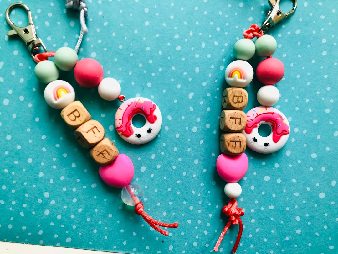 BFF Bag Hangers Kawai Best Friend Keychains With Silicone Beads - Etsy