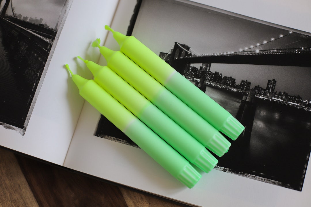 No.8 Lime NEON Dip DYE Candles Green/yellow, Rod Candles, Candle ...