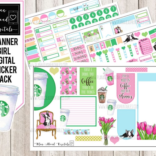 Coffee Planner Girl Digital Planner Stickers Goodnotes Ipad - Etsy