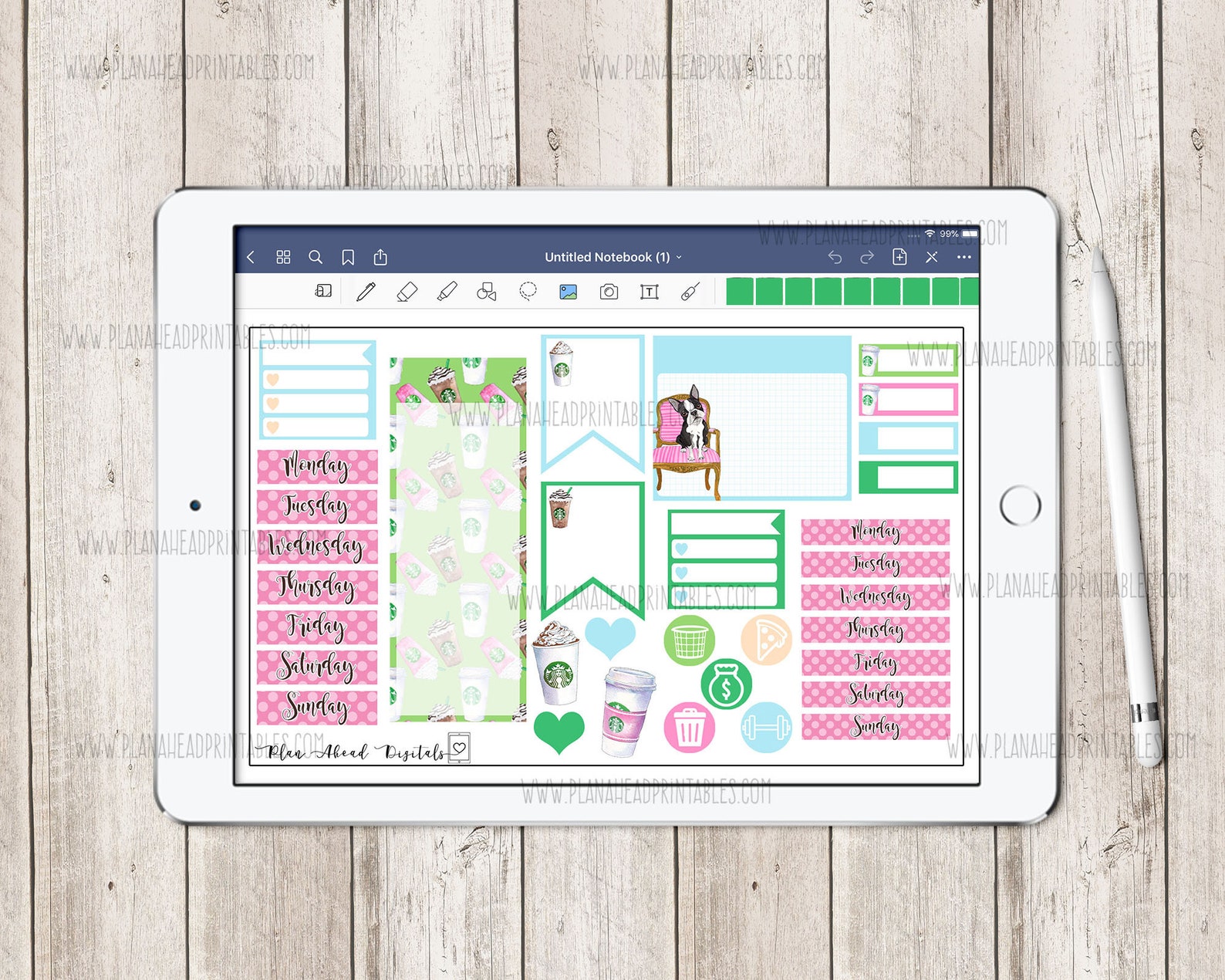 Coffee Planner Girl Digital Planner Stickers Goodnotes Ipad | Etsy