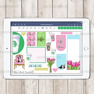Coffee Planner Girl Digital Planner Stickers Goodnotes iPad - Etsy