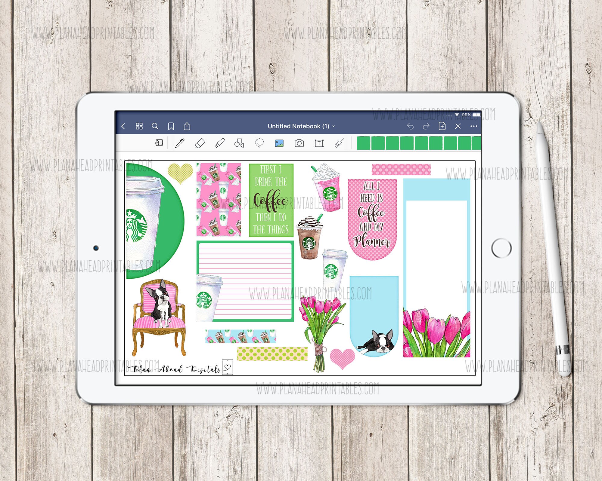 Coffee Planner Girl Digital Planner Stickers Goodnotes Ipad - Etsy