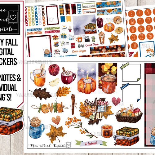 Fall Digital Planner Stickers Digital Stickers Goodnotes Ipad - Etsy