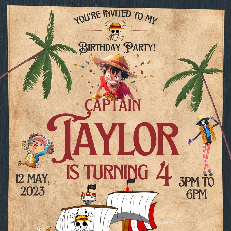 Luffy Birthday Invitations - Etsy