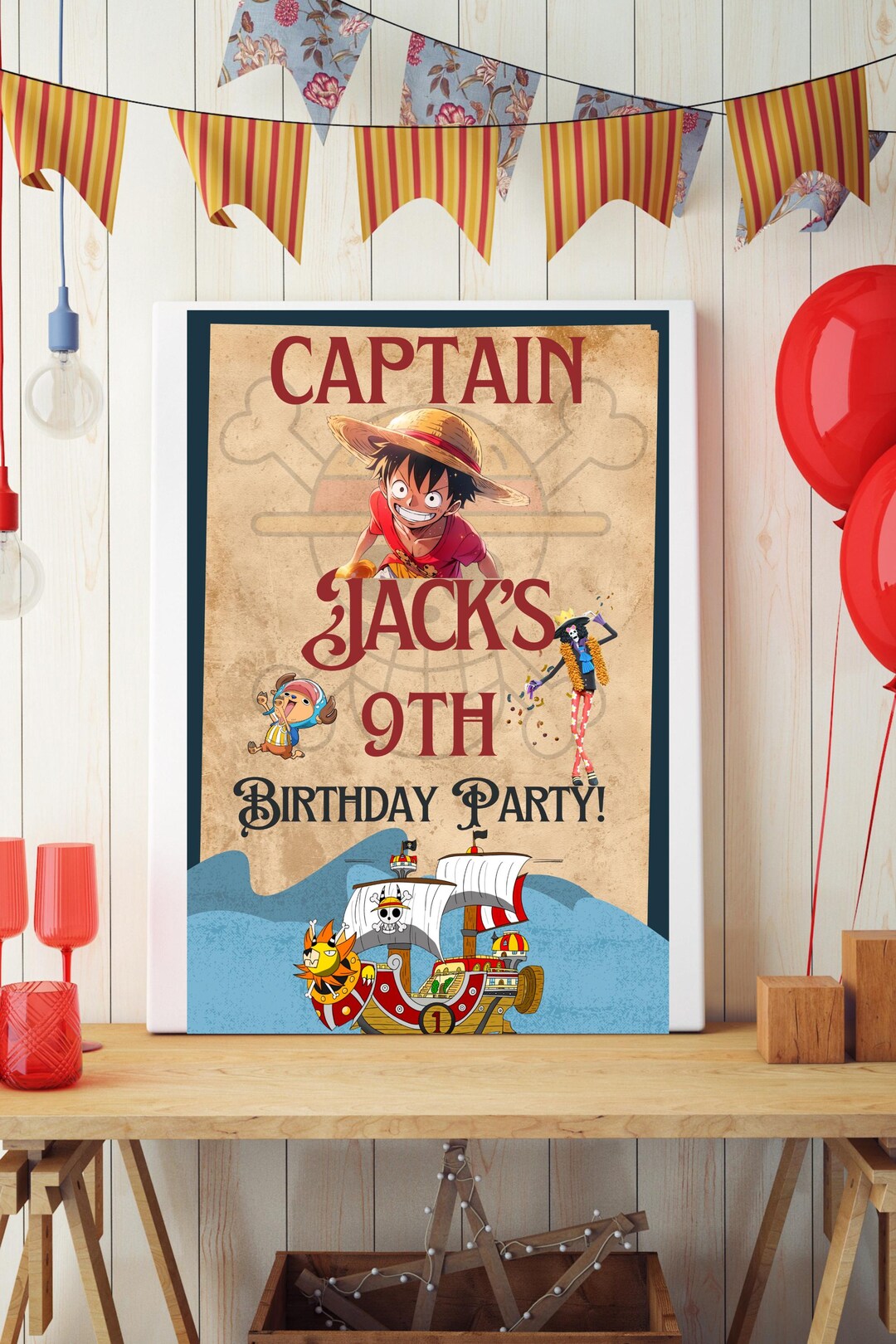 Customizable Poster Nautical Pirate Adventure Birthday Invitation ...