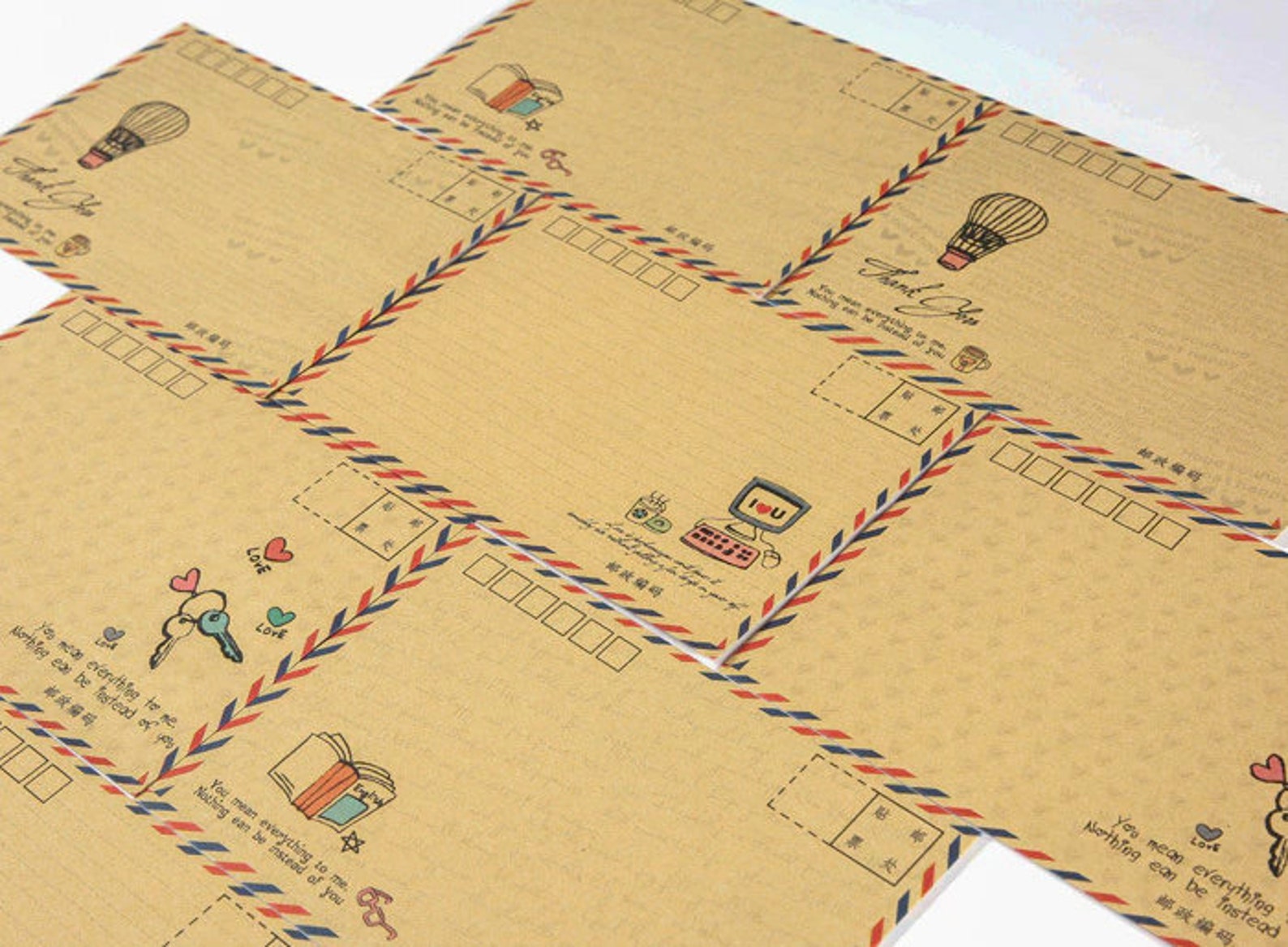 16 Pc Set Vintage Large Envelope Postcard Letter School & - Etsy UK