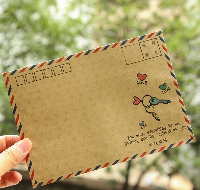 16 Pc Set Vintage Large Envelope Postcard Letter School & - Etsy UK