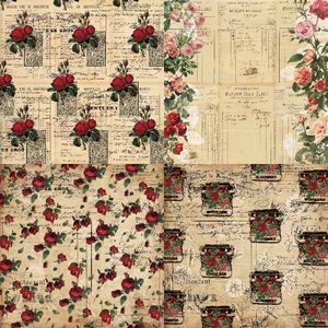 24pc Set Vintage Patterned Paper Scrapbooking DIY Paper Craft - Etsy