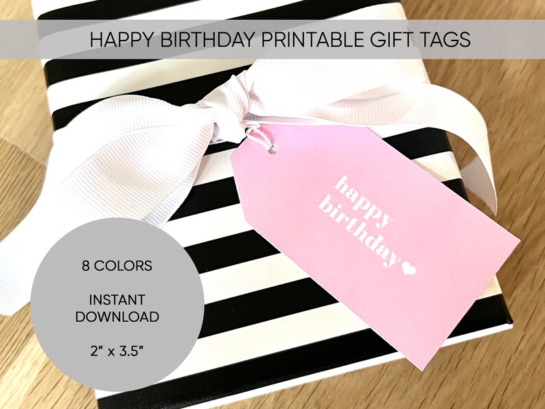 Happy Birthday Printable Gift Tags, 8 Colors - Etsy