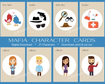 32x Printable Mafia Game Character Cards - Etsy