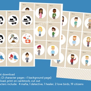 27 Mafia Character Cards (printable) - Etsy