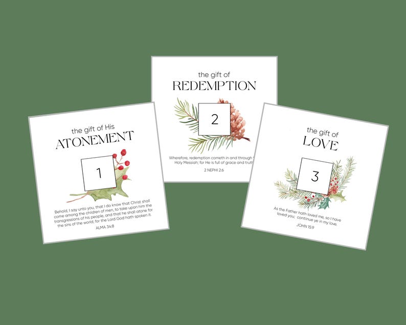 LDS Christmas Advent: 25 Gifts of Jesus Christ Cards (printable) - Etsy