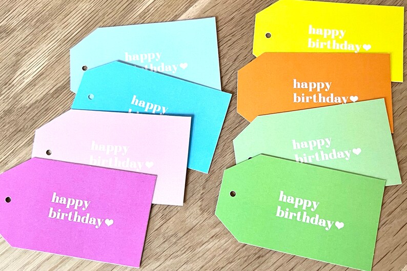 Happy Birthday Printable Gift Tags, 8 Colors - Etsy