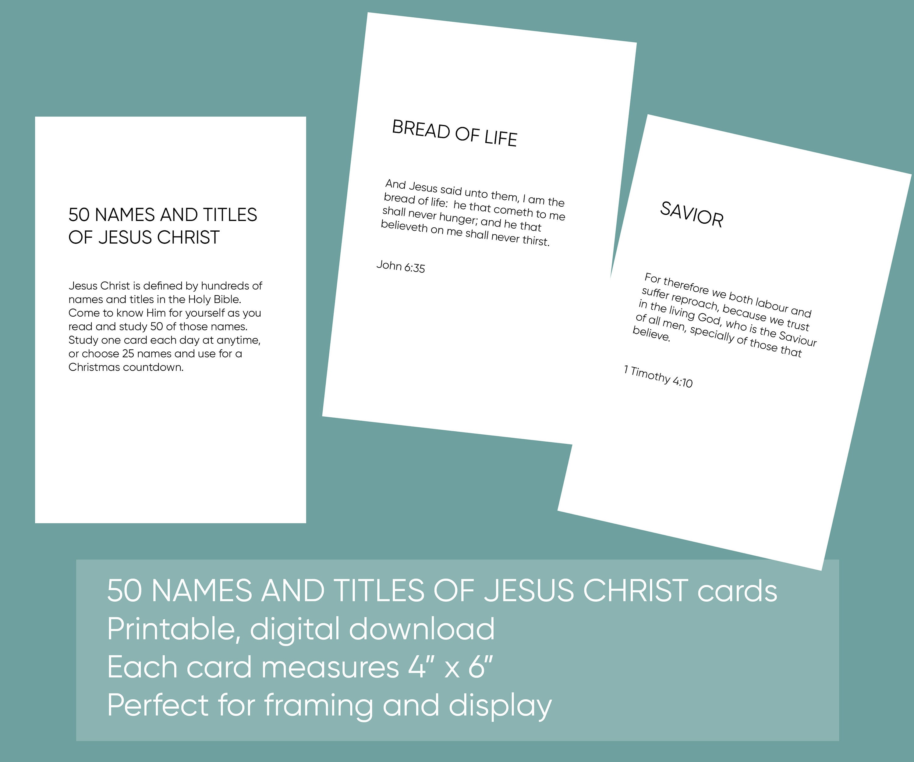 4 X 6 Inch PRINTABLE Fifty Names and Titles of Jesus Christ Cards ...