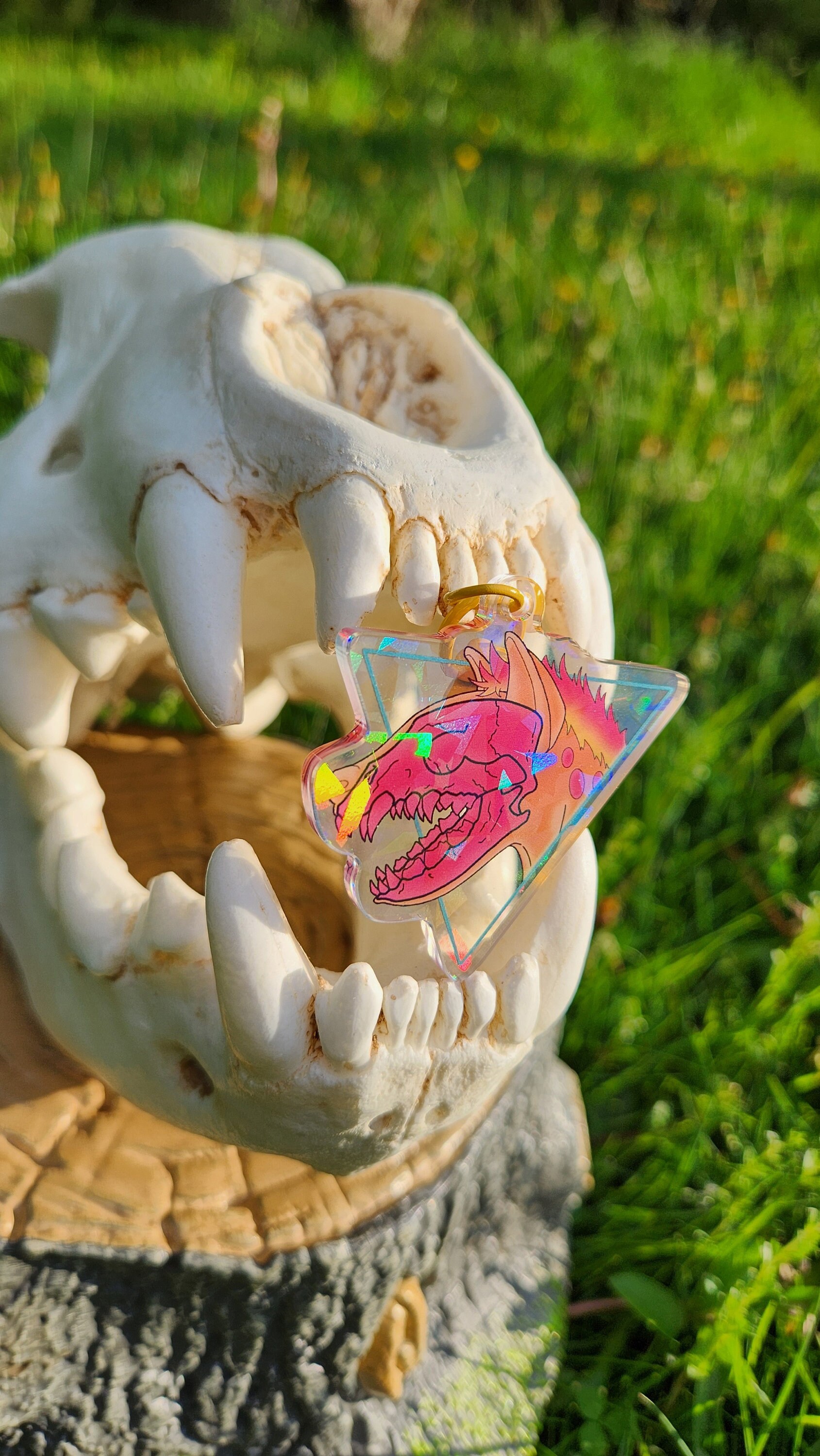 Synthwave Skull Hyena Holographic Keychain - Etsy