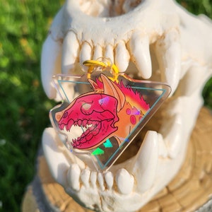 Synthwave Skull Hyena Holographic Keychain - Etsy