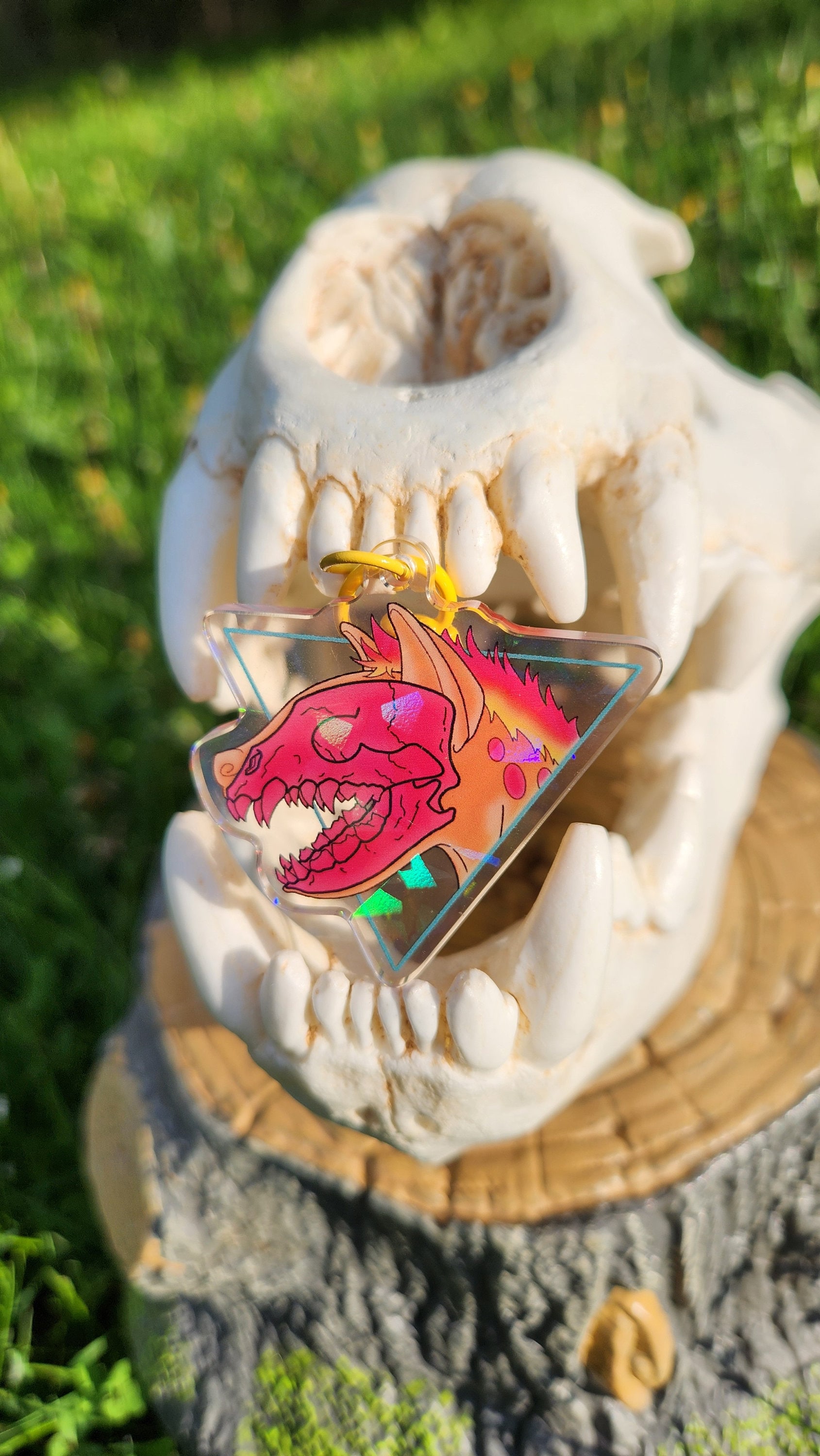 Synthwave Skull Hyena Holographic Keychain - Etsy