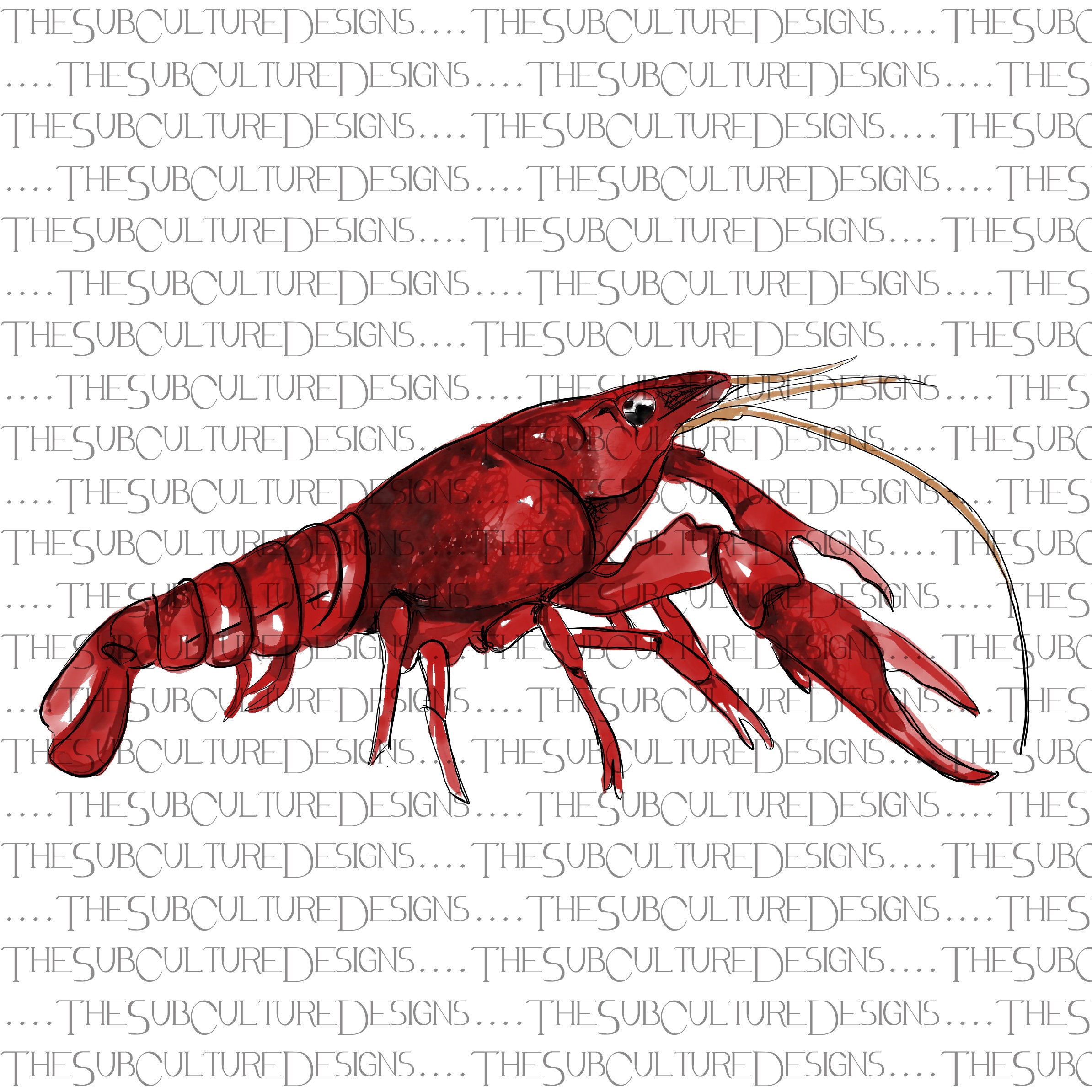 Crawfish Watercolor - Etsy