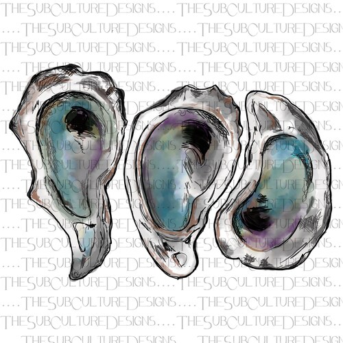 PRINTABLE Oysters Art Watercolor Oyster Art Print Beach - Etsy