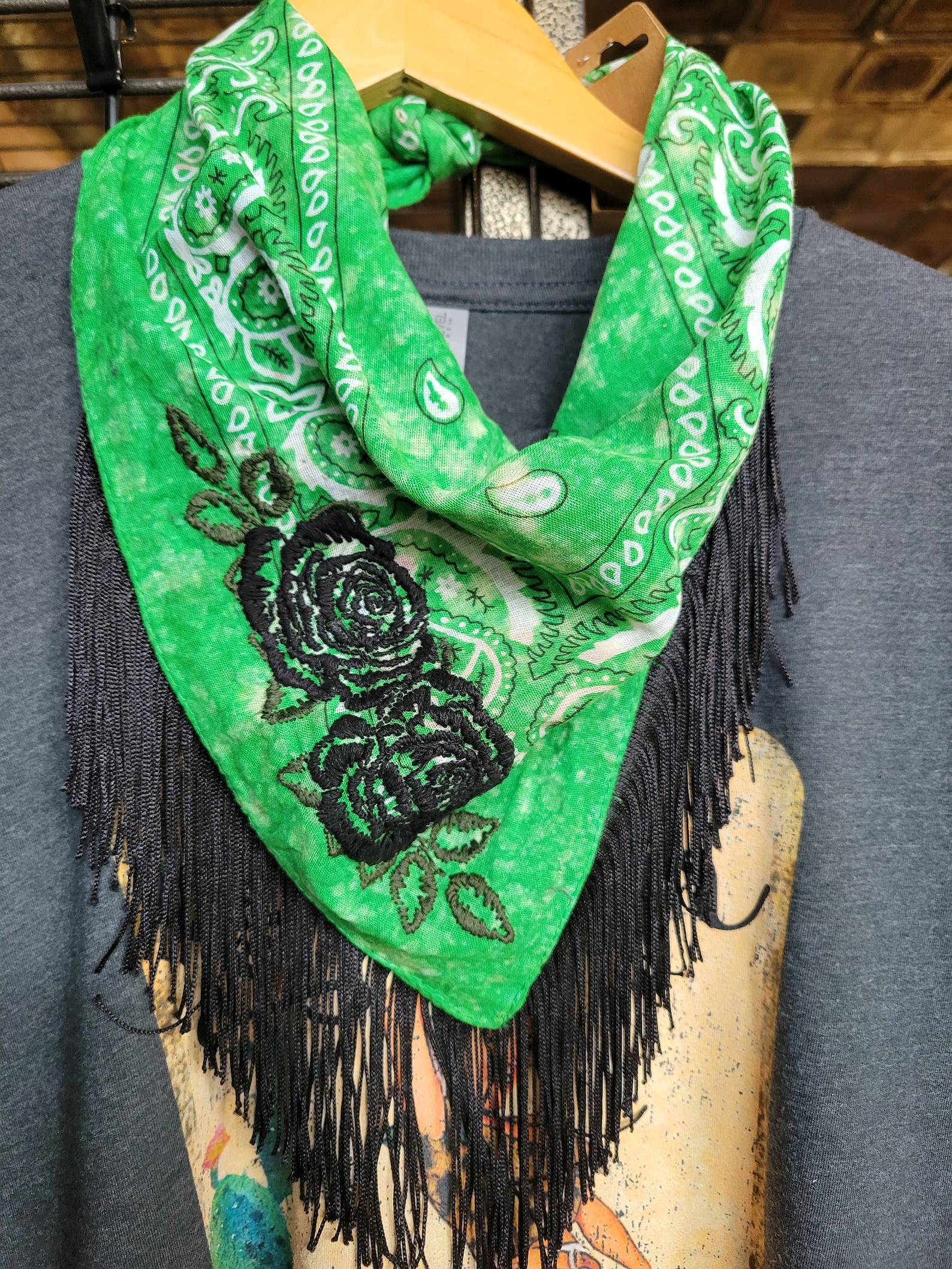 Artisanal Hand Embroidered Bandana With Intricate Floral Details - Etsy