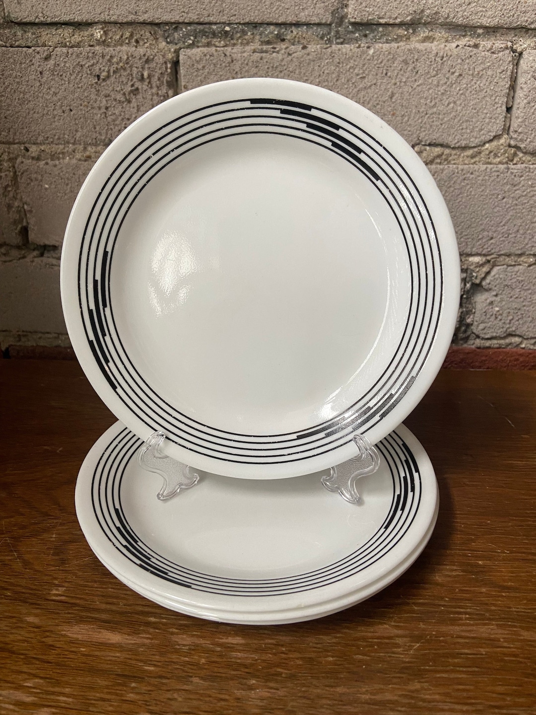 Set of 4, Corelle, Horizontal Black Stripes, Small Plates, Butter ...