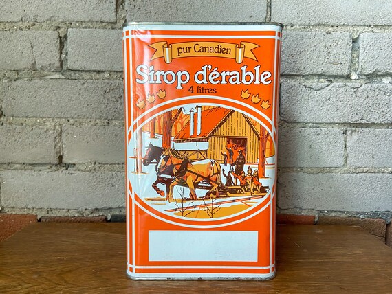 Vintage Tin Canadian Pure Maple Syrup Tin 4 Litres Litho - Etsy