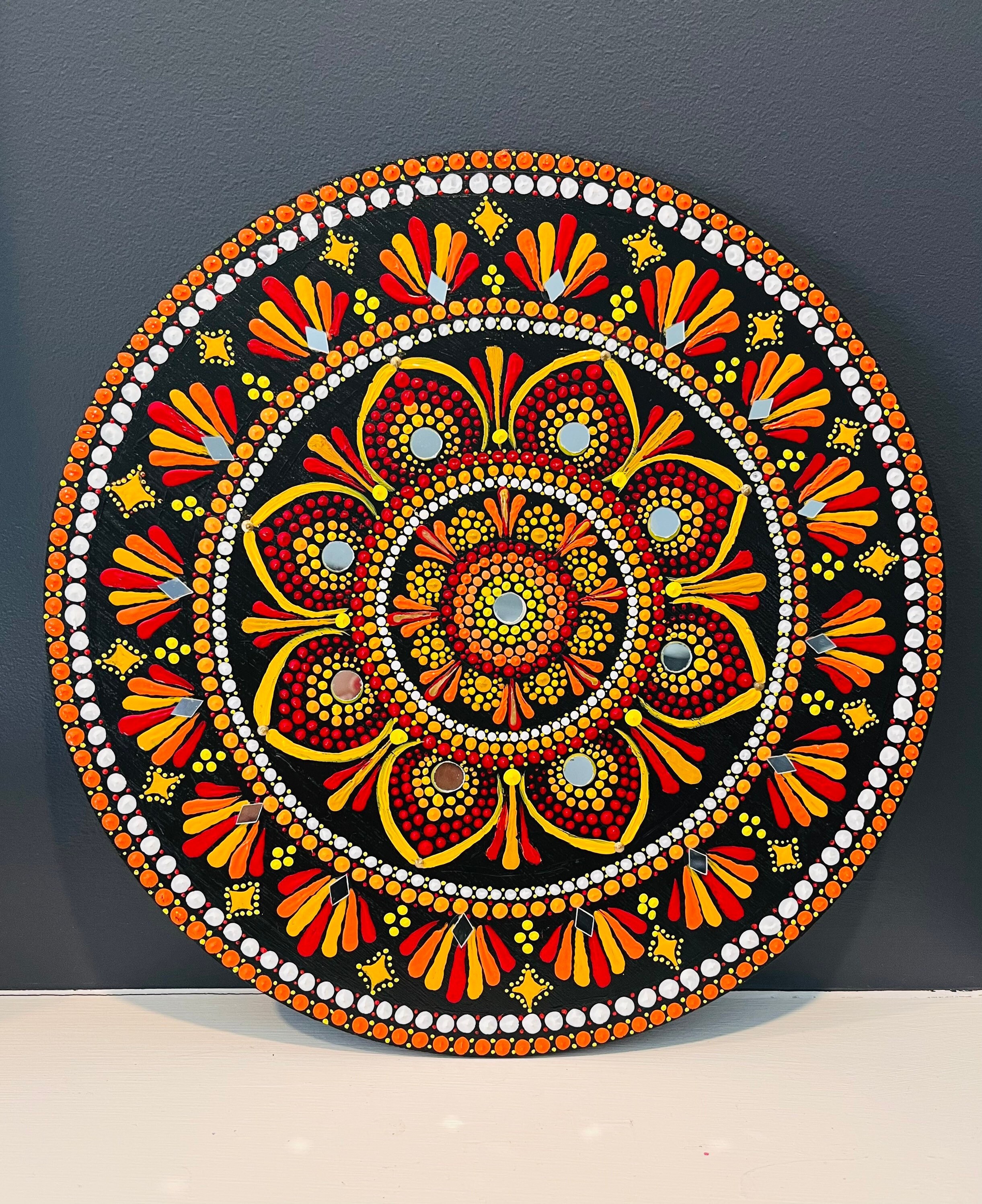 Handmade Mandala Art on 12 Inch Round MDF Board, Mandala Wall Art ...