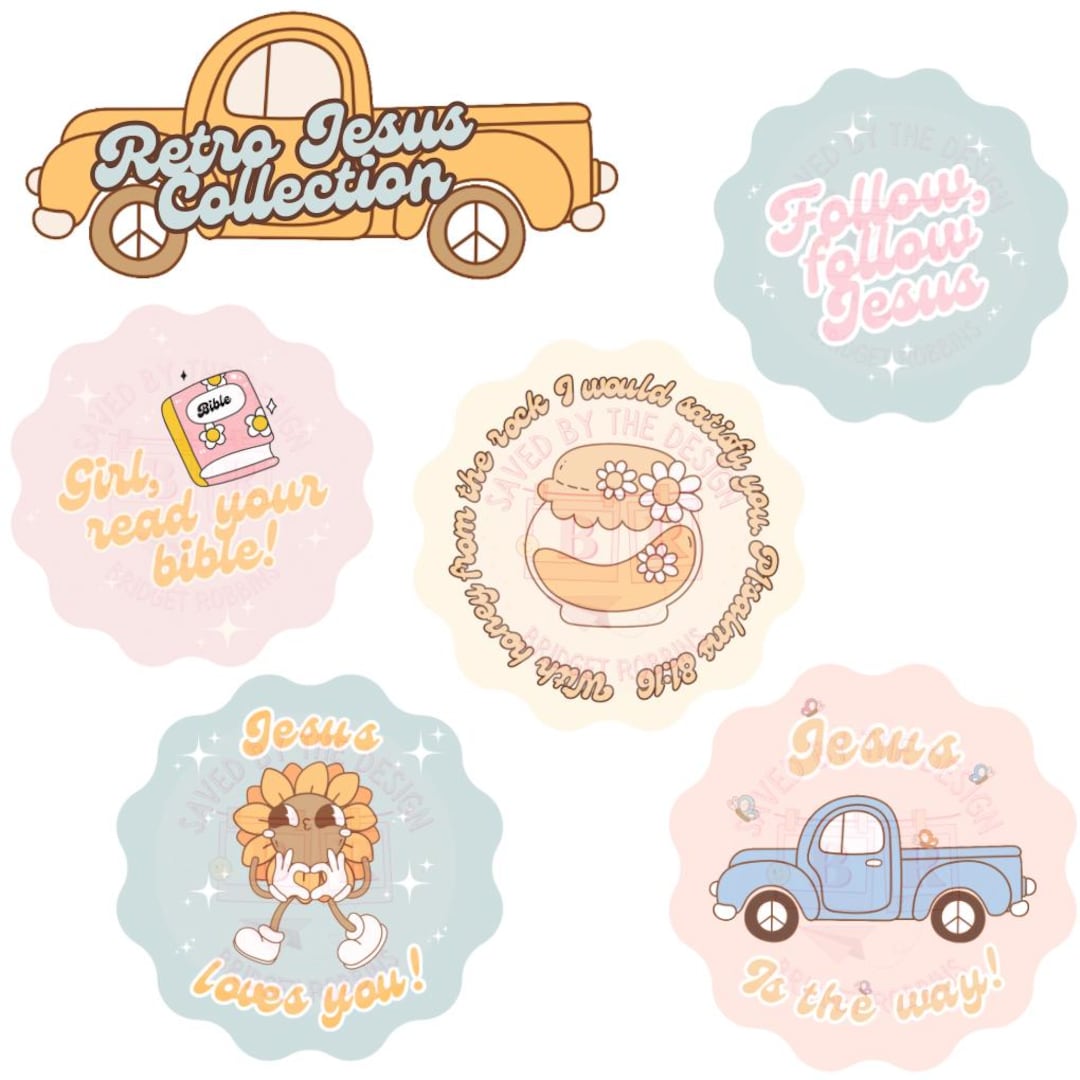 Retro Jesus Printable Sticker/graphic Collection - Etsy