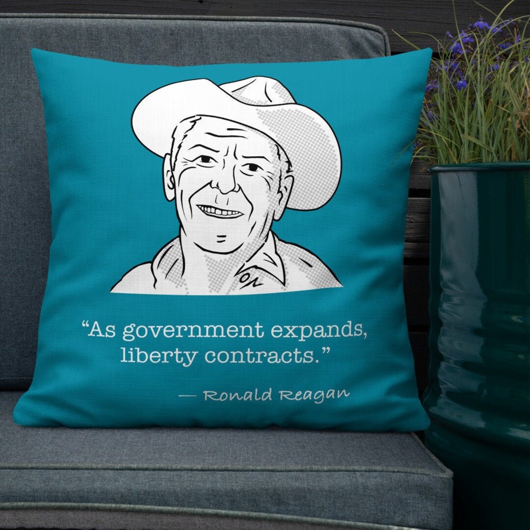 Reagan Quote: as Government Expands... - Square Premium Pillow, Blue ...