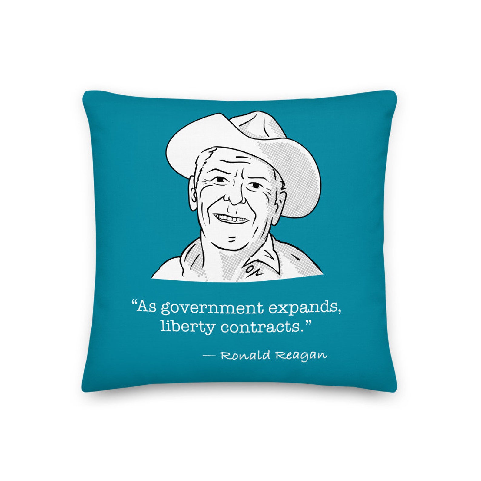 Reagan Quote: as Government Expands... - Square Premium Pillow, Blue ...