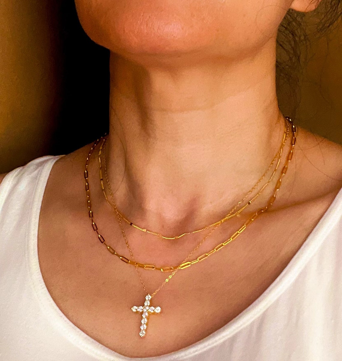 Gold Paperclip Chain Necklace, Stacking Necklace, Gold Minimalist ...