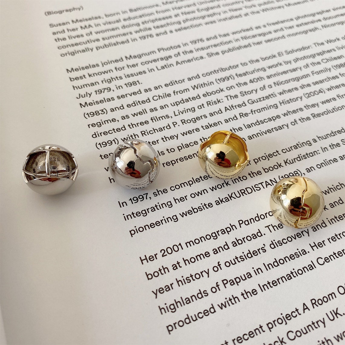 Dome Earrings, Big Ball Earrings, Sterling Silver Earrings Gold ...