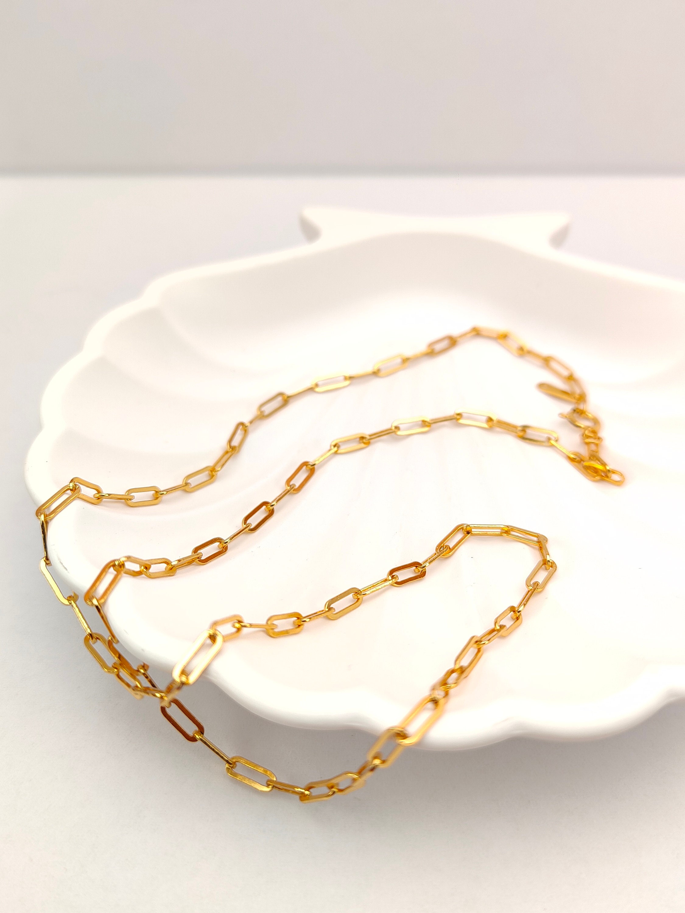 Gold Paperclip Chain Necklace, Stacking Necklace, Gold Minimalist ...
