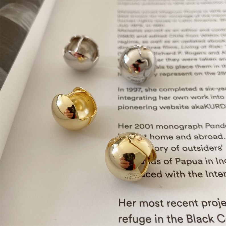Dome Earrings, Big Ball Earrings, Sterling Silver Earrings Gold ...