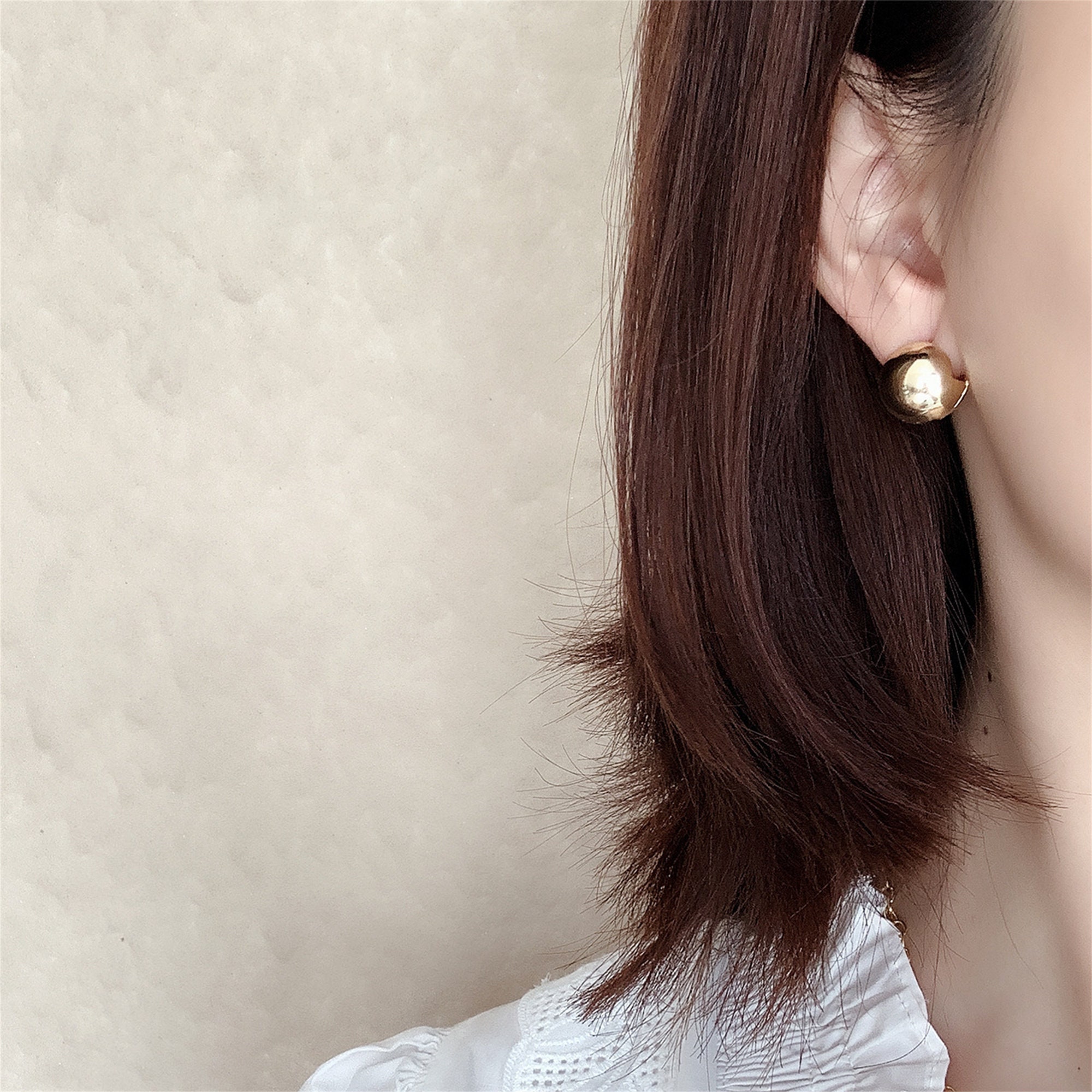 Dome Earrings, Big Ball Earrings, Sterling Silver Earrings Gold ...