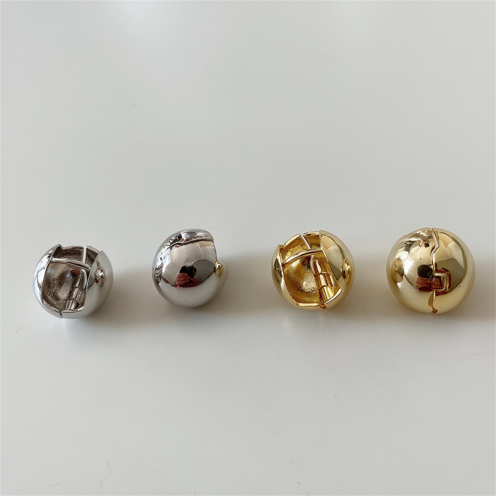 Dome Earrings, Big Ball Earrings, Sterling Silver Earrings Gold ...