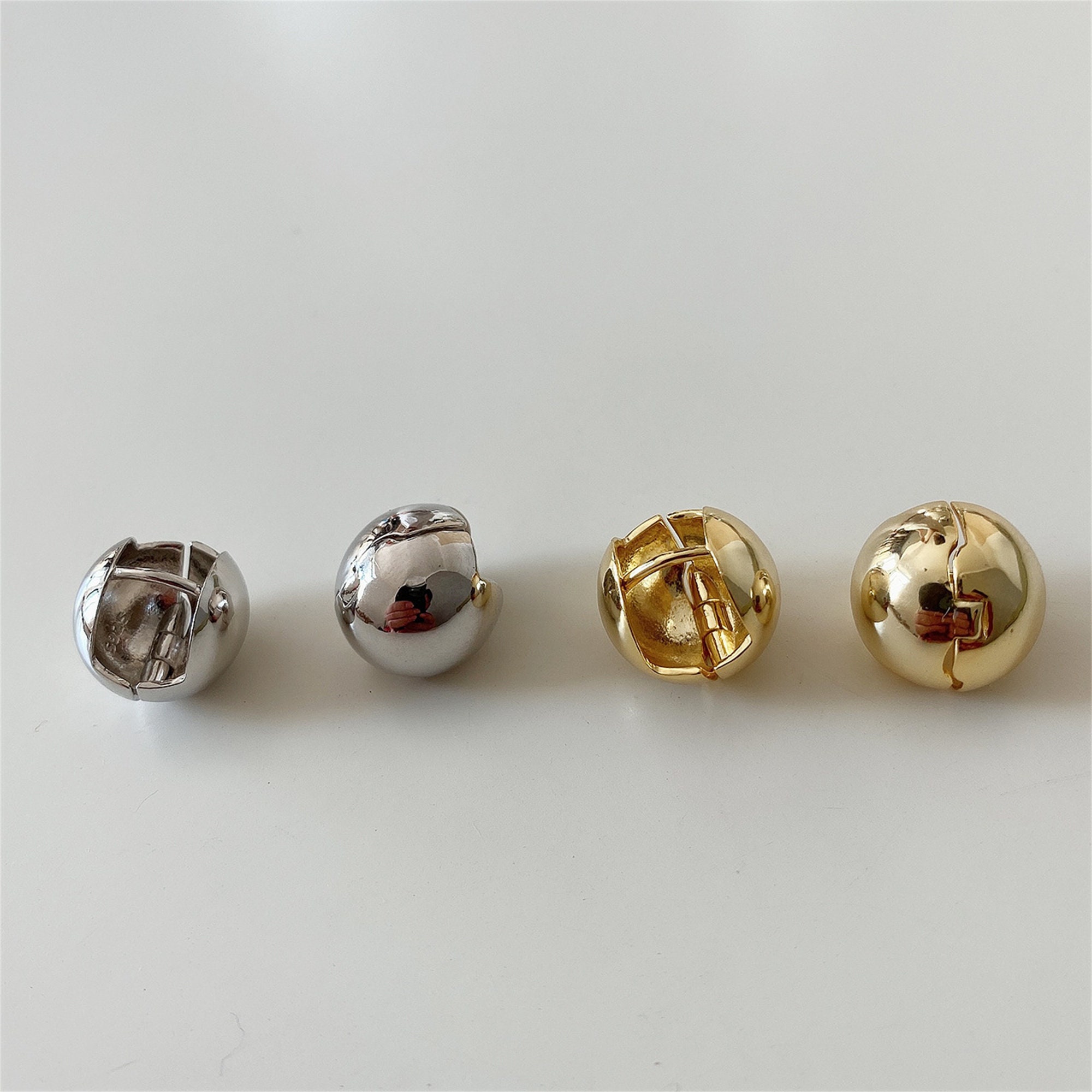 Dome Earrings, Big Ball Earrings, Sterling Silver Earrings Gold ...