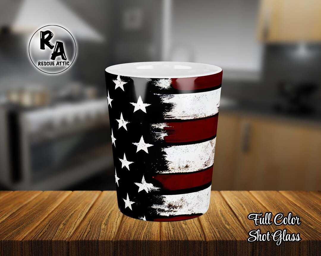 American Flag Full Color Shot Glass Custom Shot Glass Patriotic ...