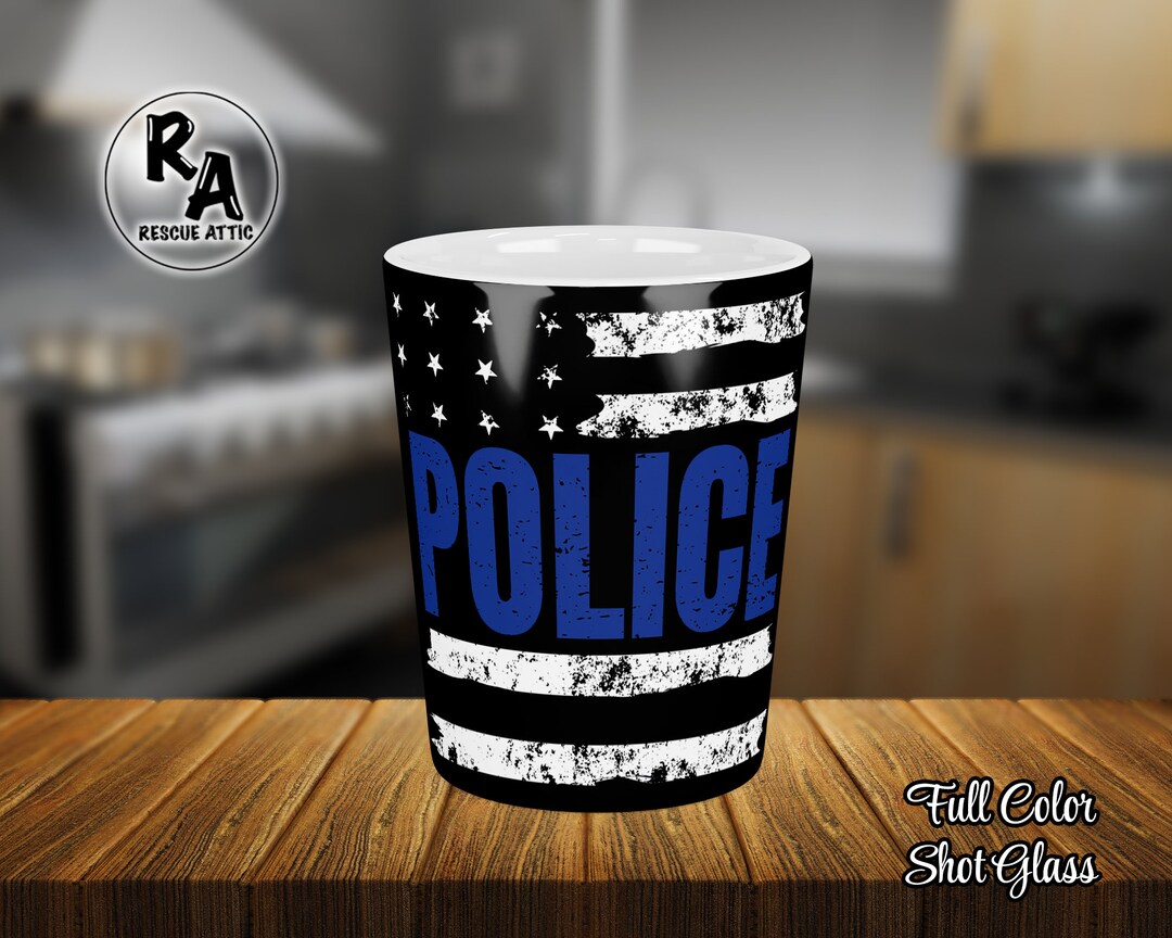 Thin Blue Line Police Full Color Shot Glass Custom Shot - Etsy