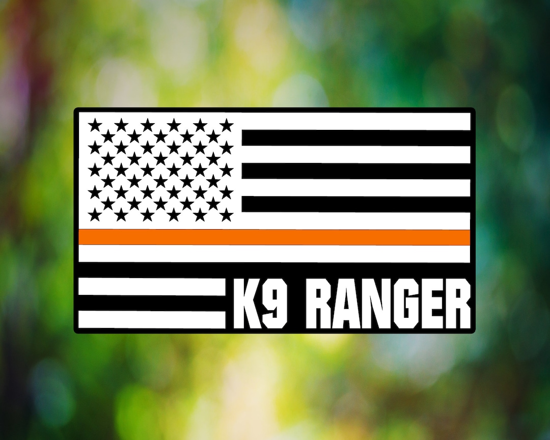 K9 Orange Line Flag Decal - Personalized K9 - Vinyl Decal - Window ...