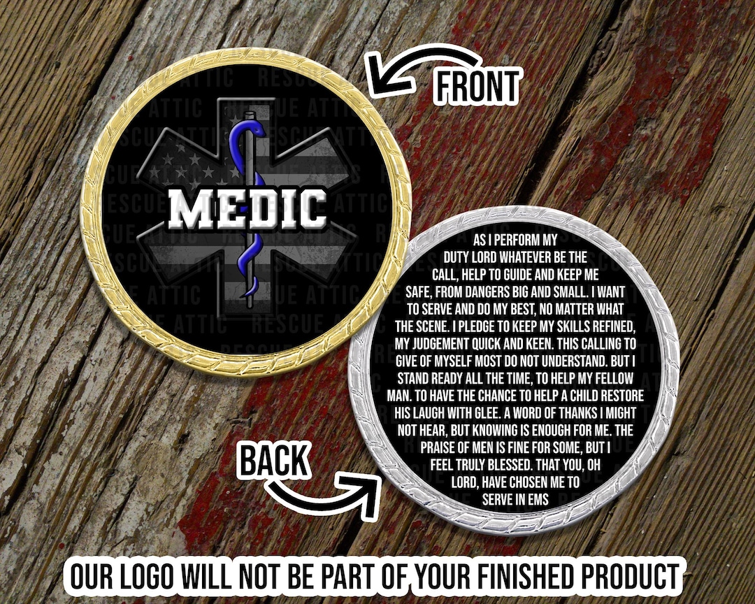 Medic Star of Life Prayer Challenge Coin - Emergency Services - First ...