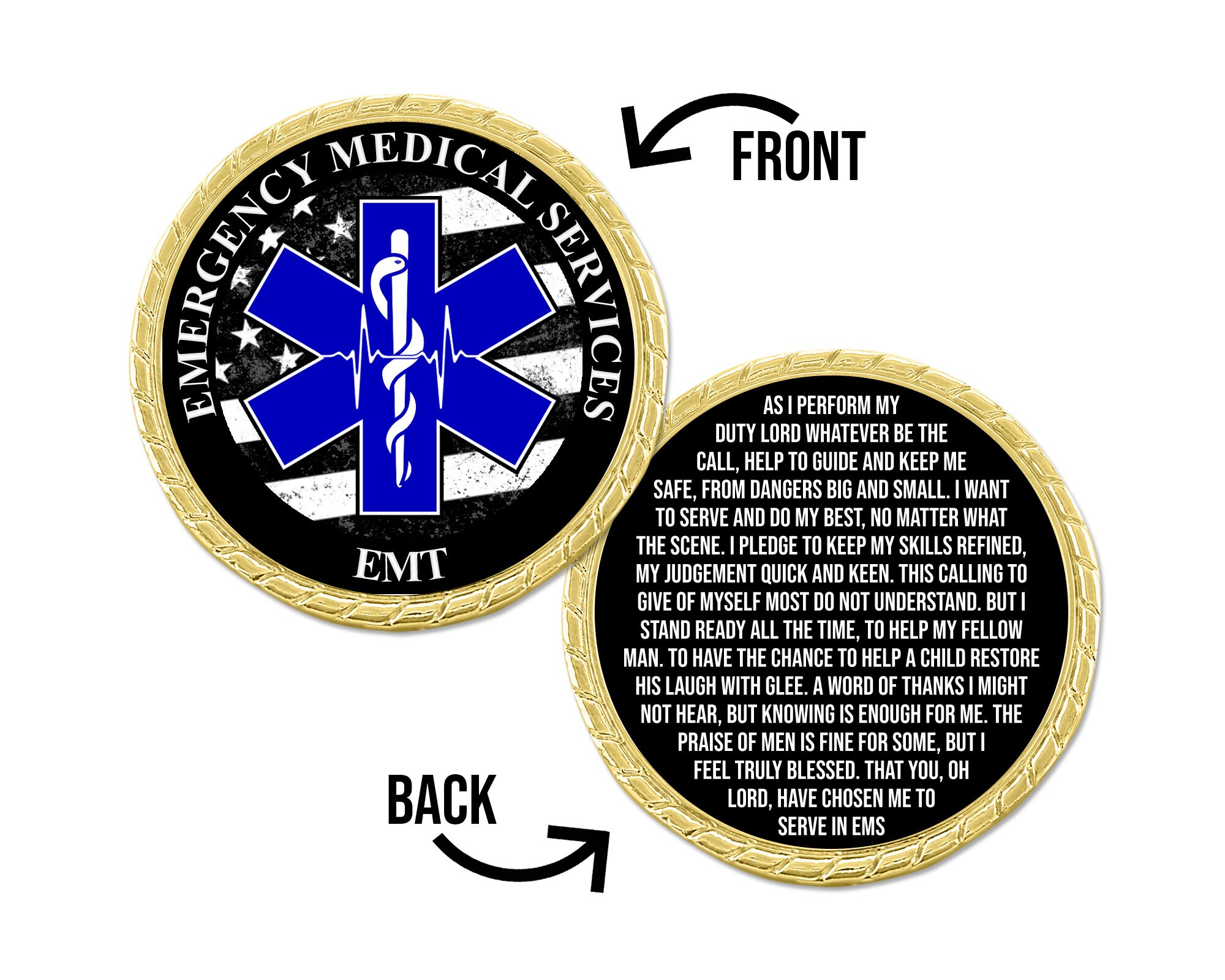 EMT Prayer Challenge Coin Emergency Services First | Etsy
