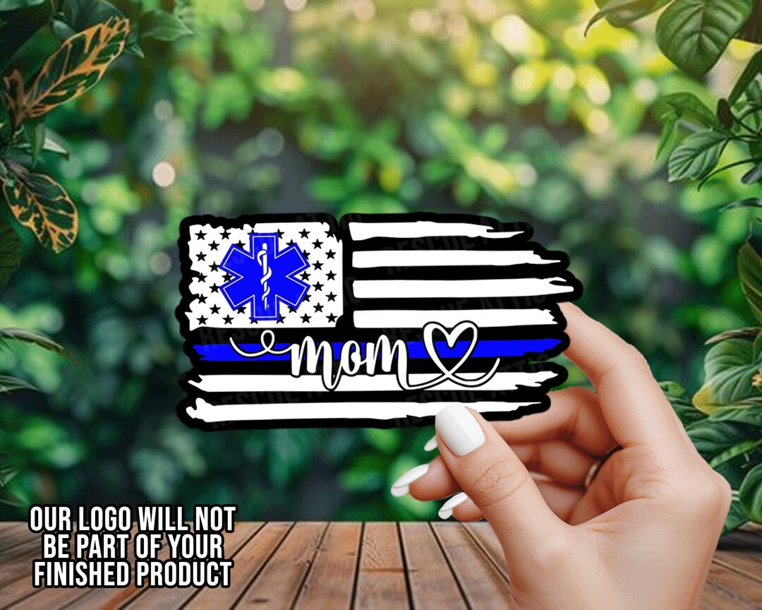 EMS Mom Thin Line Flag - Paramedic Mom - EMT Mom - Vinyl Decal - Window ...