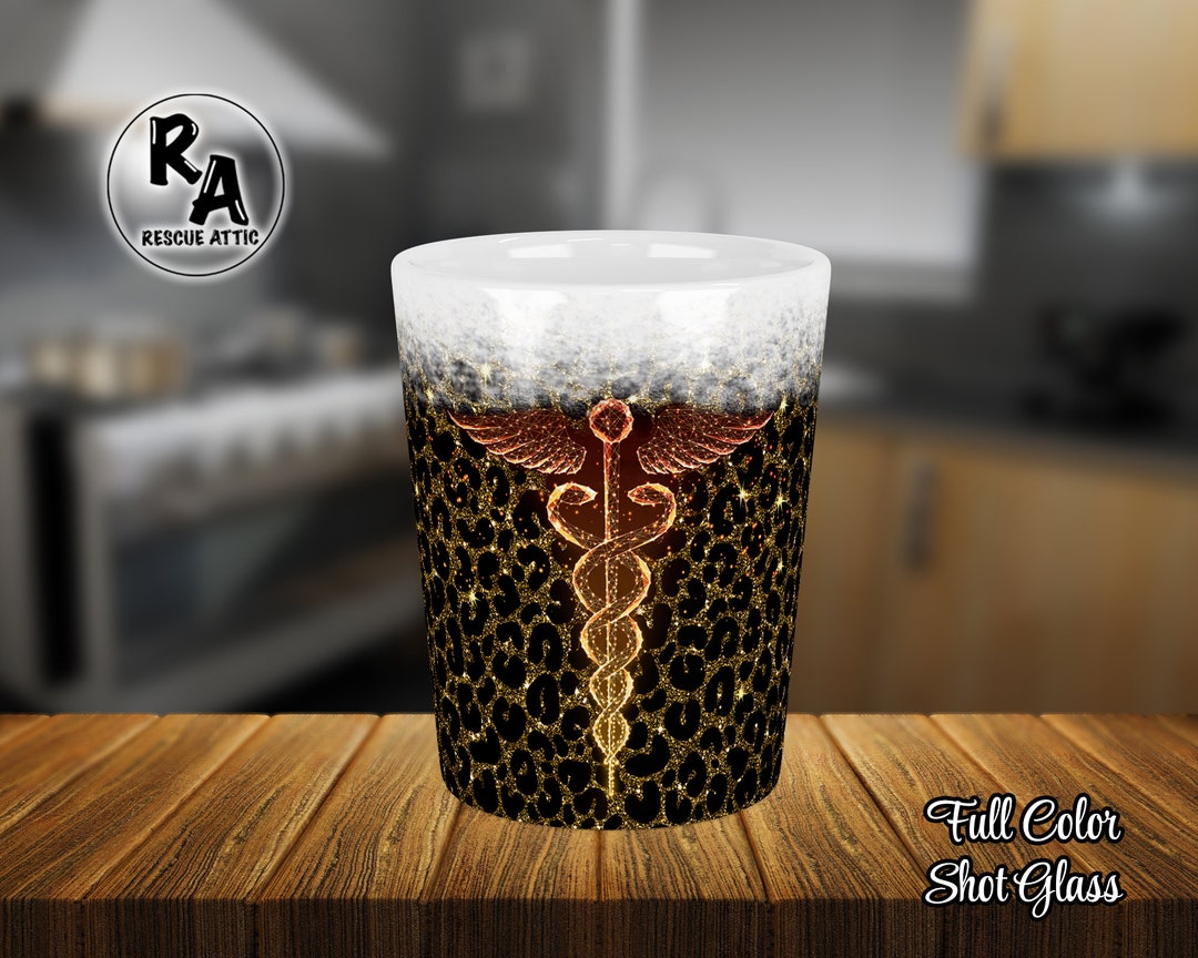 Caduceus Leopard Print Full Color Shot Glass - Custom Shot Glass ...
