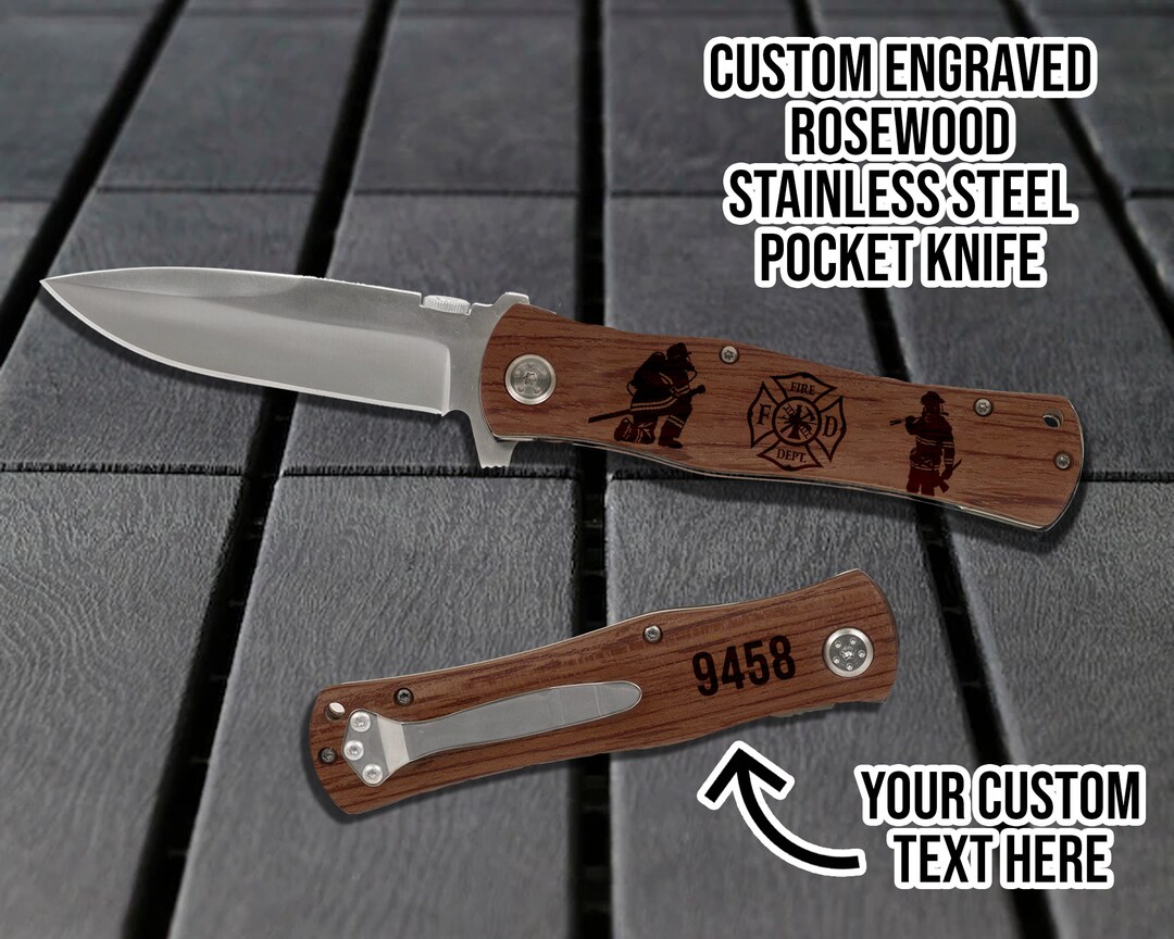 Personalized Firefighter Custom Pocket Knife - Laser Engraved ...
