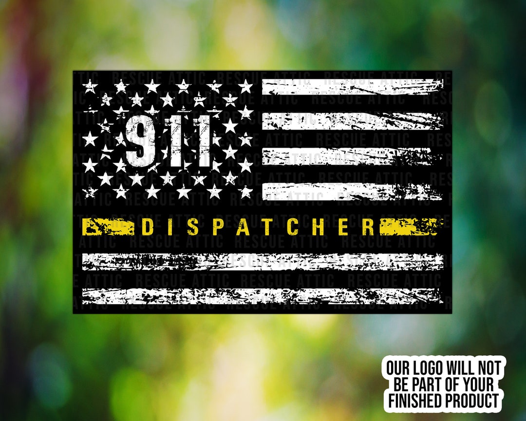 911 Dispatcher Flag Distressed - Thin Yellow Line - Vinyl Decal ...