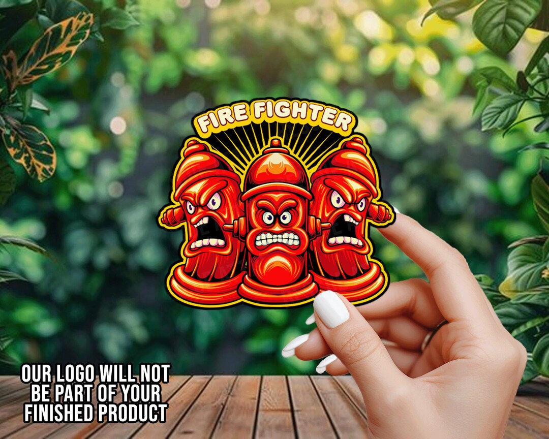 Angry Fire Hydrant Trio - Fire Department - Firefighter - Vinyl Decal ...