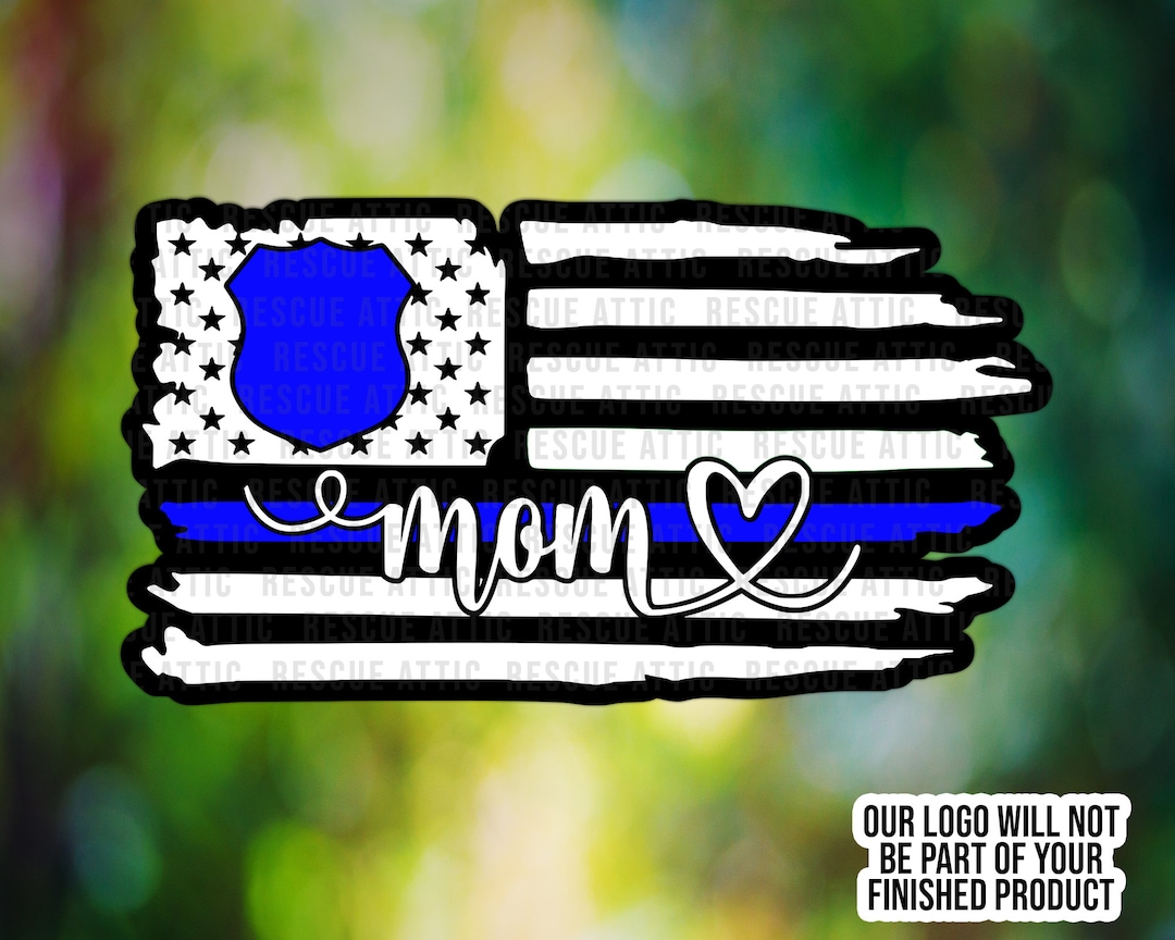 Police Shield Mom Thin Line Flag - Police Mom - LEO Mom - Vinyl Decal ...